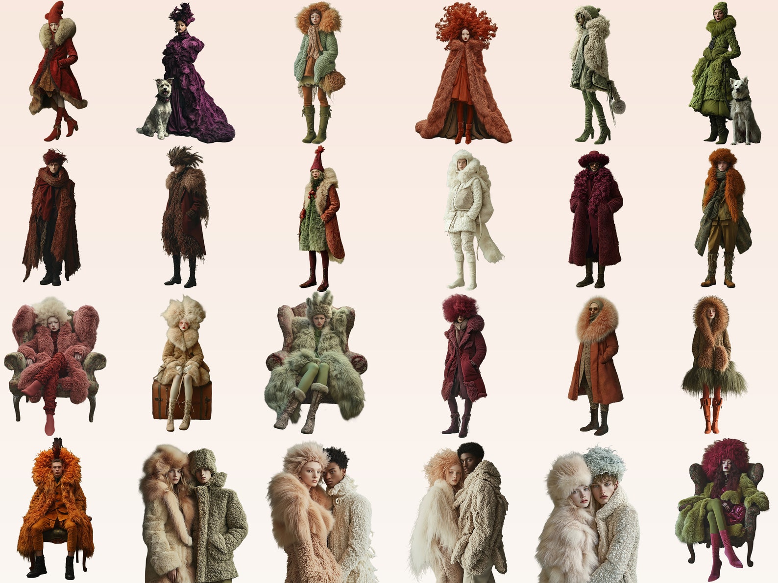 Winter Fashion Peculiar People 60 Clipart Bundle + 25 Backgrounds, for ...