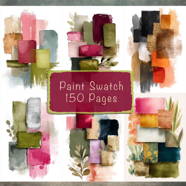 Paint Swatches, 150 Digital Paper Bundle, DIY Card, Junk Journal ...