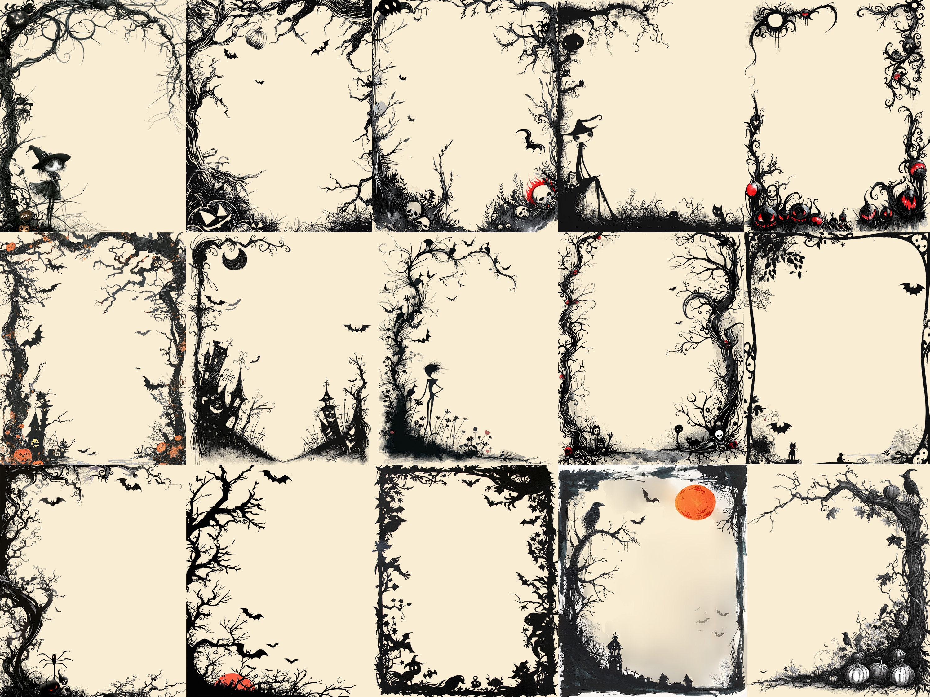 45 Png Halloween Borders and Frames Bundle for Your Spooky Projects ...