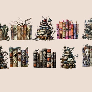 Creepy Halloween Books Clipart Bundle - 25 Spooky PNG Designs, for Card ...