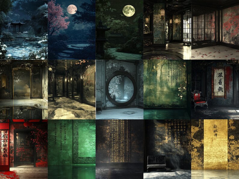 Japanese Surreal People 105 Clipart Bundle + 35 Backgrounds - for Cards ...