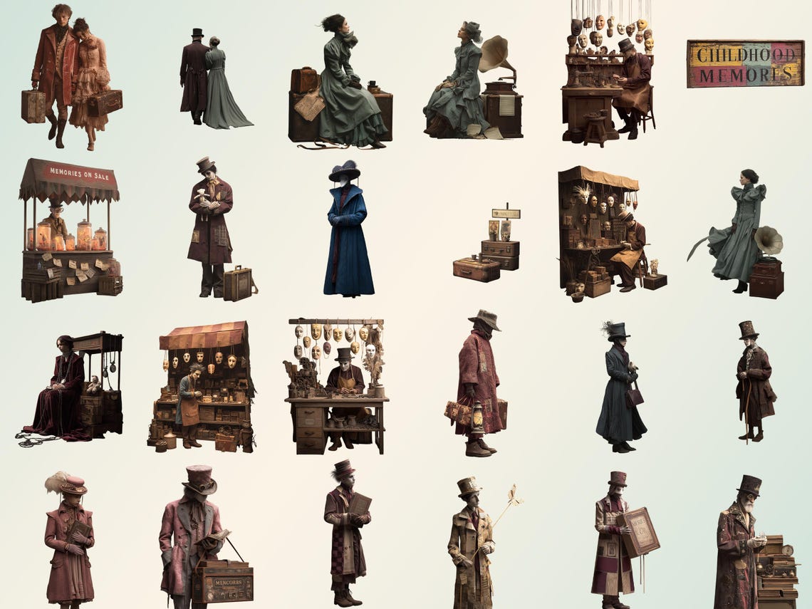 Whispering Dream Bazaar Clipart, 117 Clipart + 30 Backgrounds, DIY Card ...