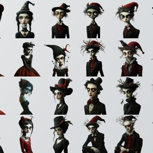 65 Png Goth Christmas Characters Bundle + 20 Backgrounds, DIY, Cards ...