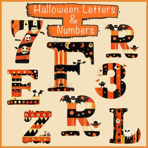 Whimsical Halloween Alphabet Letters and Numbers Clipart Png, for ...