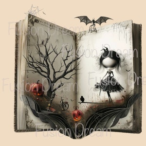 40 Png Clipart Whimsical Spooky Halloween Books, for Card Making, Books ...