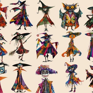 Vibrant Halloween Clipart Pack - 45 Whimsical Designs and 15 ...