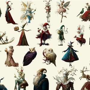 Big Bundle 100 Fantasy Surreal Christmas Characters + 30 Backgrounds ...
