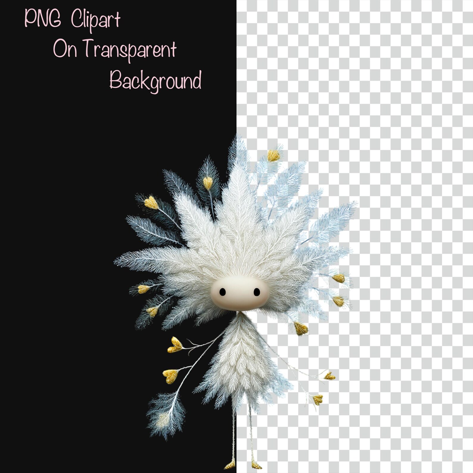 Whimsical Snowflakes Characters, 45 Clipart Bundle + 15 Backgrounds ...