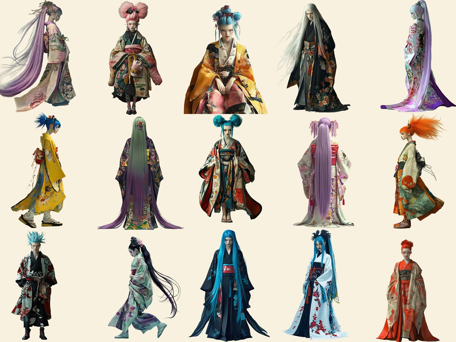 45 Japanese Peculiar People Portraits Clipart Bundle + 20 Backgrounds ...
