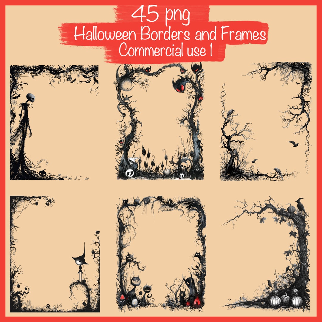 45 Png Halloween Borders and Frames Bundle for Your Spooky Projects ...