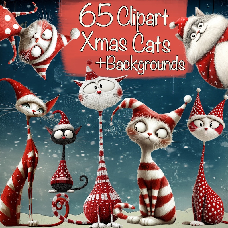 Cat Christmas Card Png - Etsy