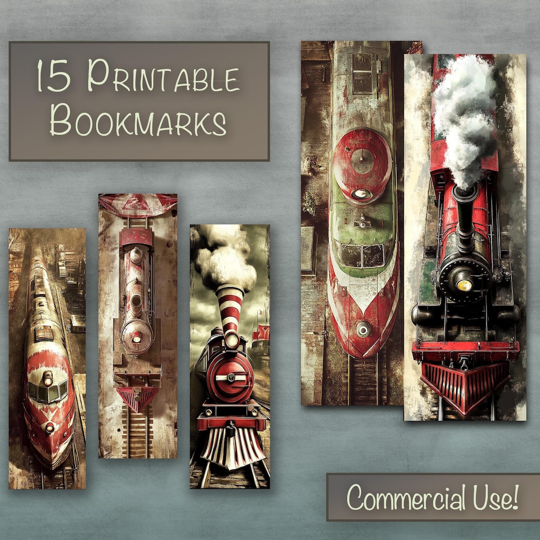15 Unique Trains Printable Bookmark Designs + Printable Sheets ...