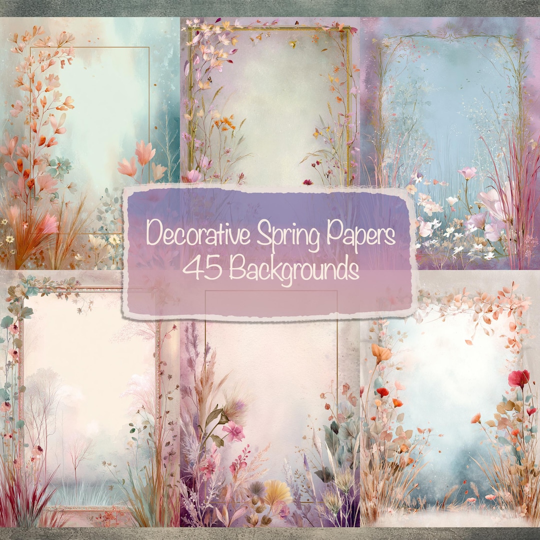 45 Decorative Spring Backgrounds, DIY Card, Junk Journal, Scrapbooking ...