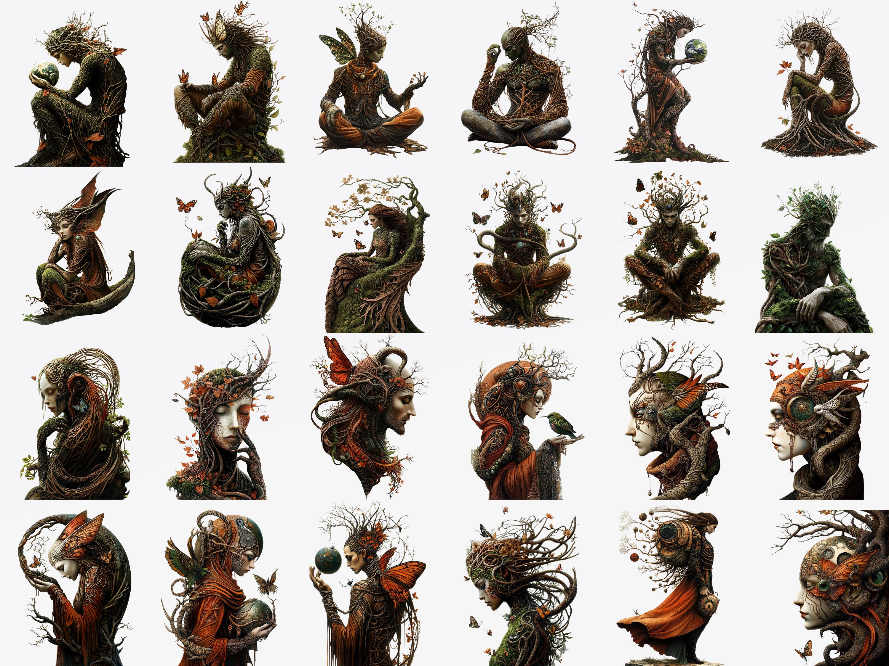 40 PNG Earth Guardian Characters Clipart Bundle + 15 Backgrounds, DIY ...