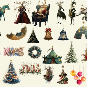 Big Bundle 100 Fantasy Surreal Christmas Characters + 30 Backgrounds ...