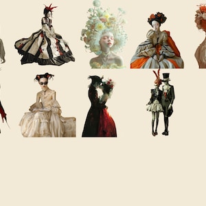 Set of 40 Peculiar Quirky People Portraits Clipart Part 3, Cards, Junk ...