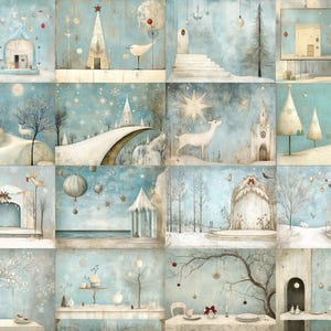 50 Whimsical Christmas Digital Backgrounds Paper Pack, DIY Projects ...