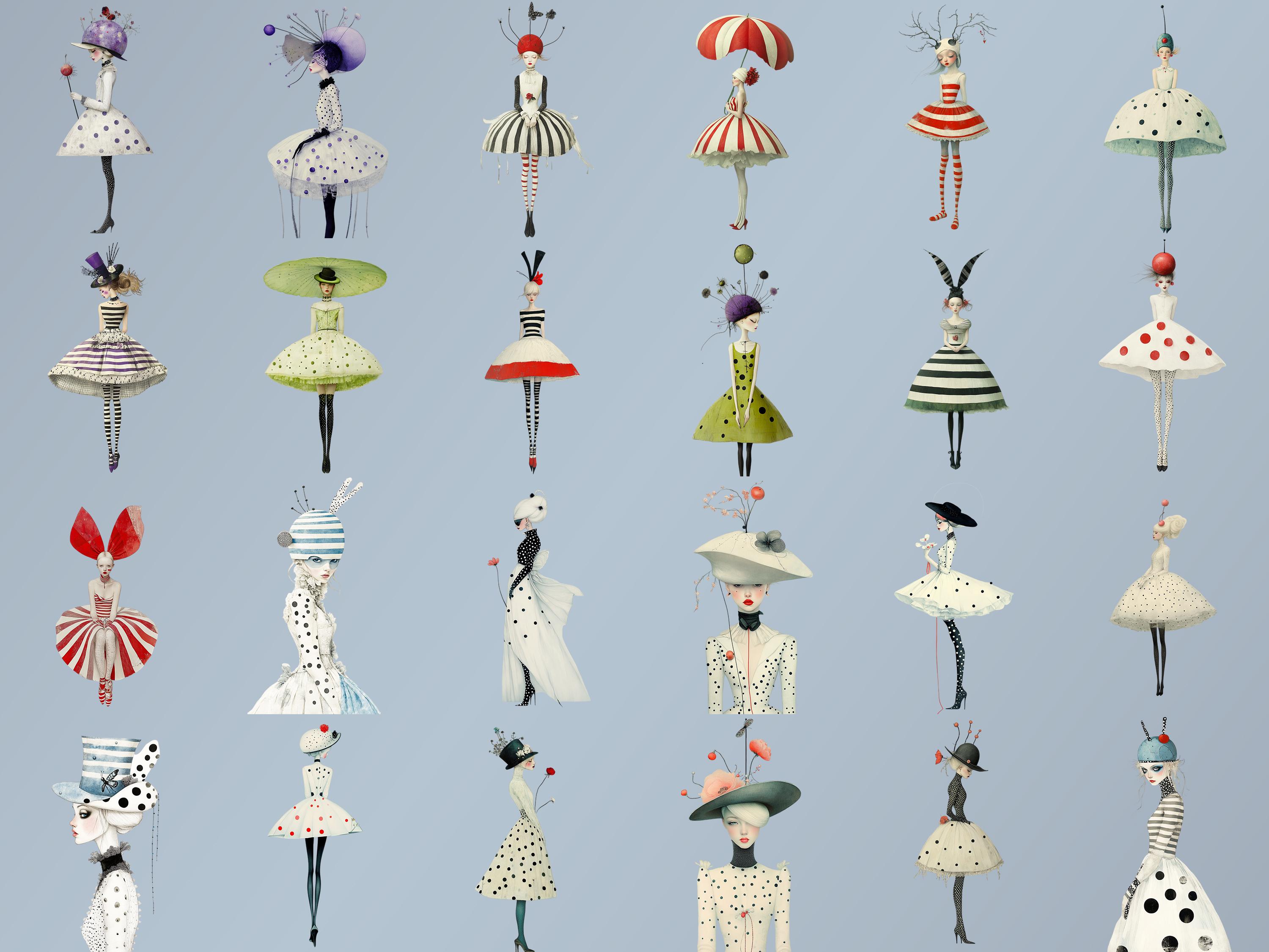 60 Peculiar Spring Fashion Woman Clipart Bundle, + 16 Backgrounds, DIY ...