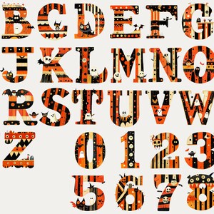 Whimsical Halloween Alphabet Letters and Numbers Clipart Png, for ...