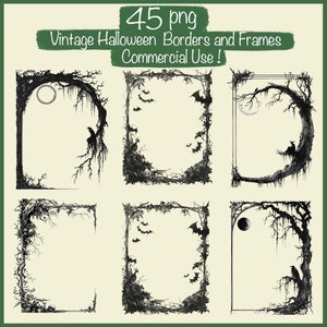 45 PNG Vintage Halloween Borders and Frames Bundle for Your Crafts, for ...