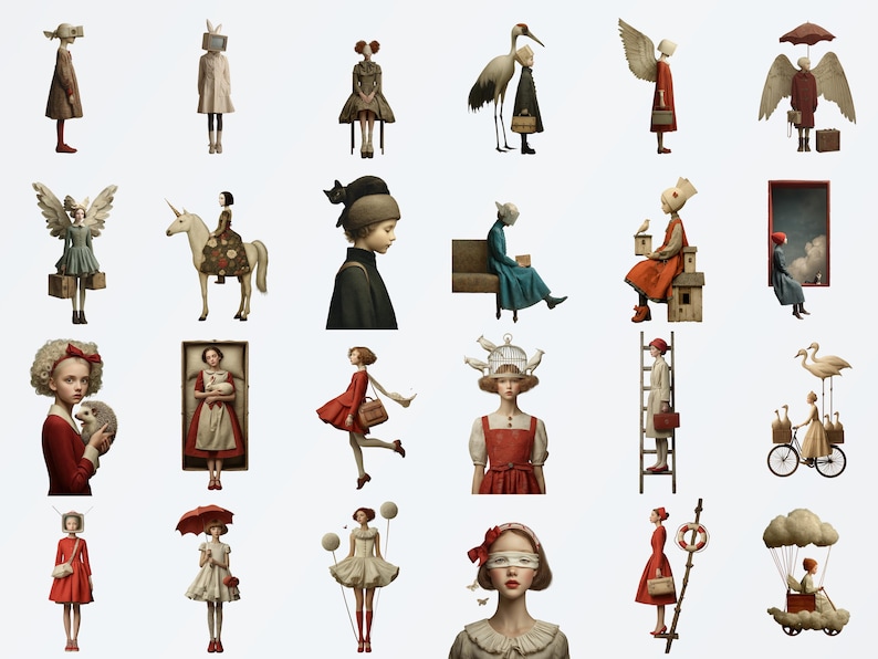 Daydream Escape Characters 80 Clipart PNG + 15 Backgrounds, DIY, Cards ...