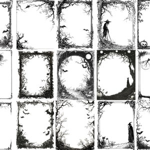 45 PNG Vintage Halloween Borders and Frames Bundle for Your Crafts, for ...
