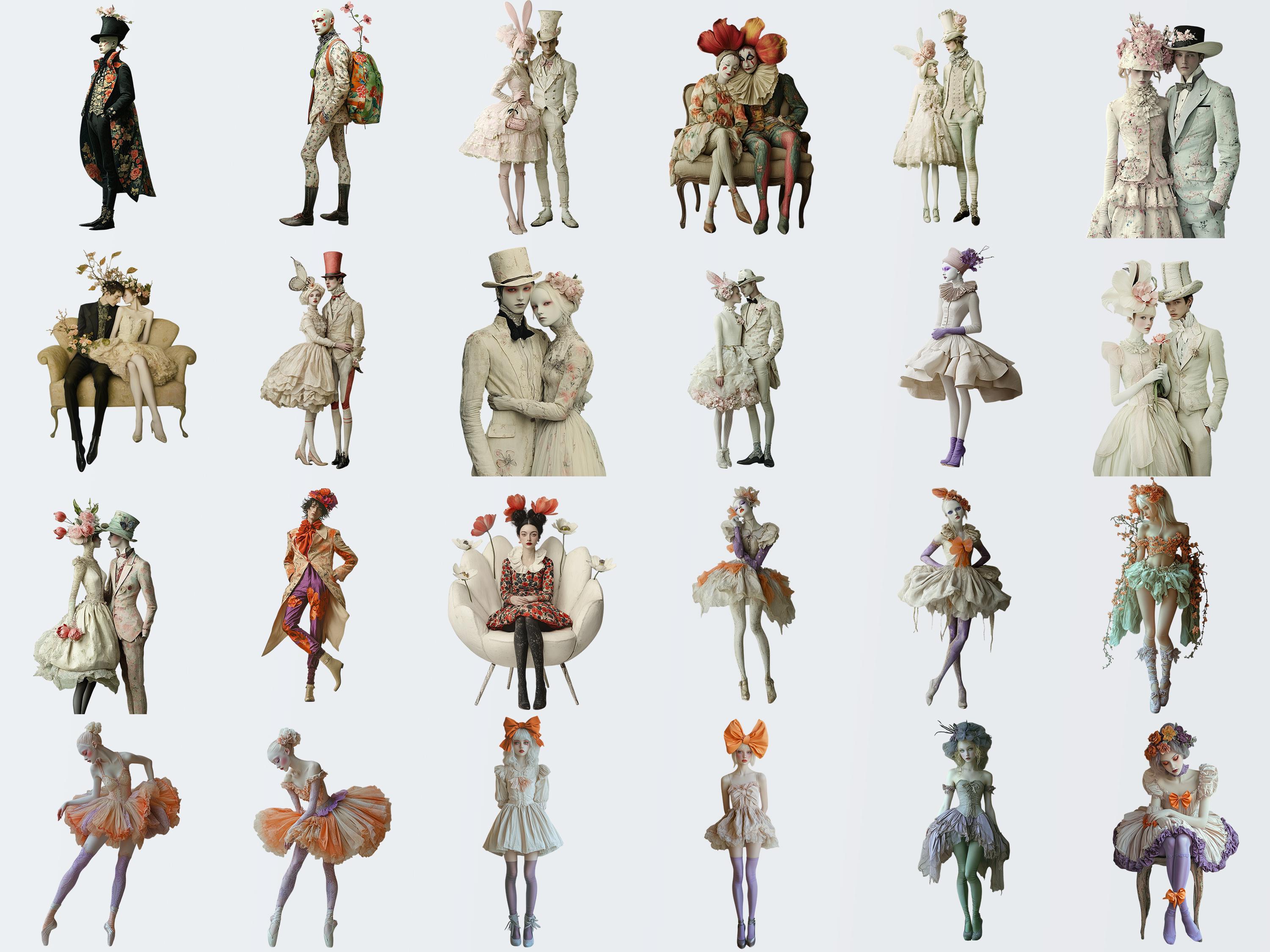 Peculiar Quirky Spring Characters Clipart, 50 PNG + 20 Backgrounds, DIY ...