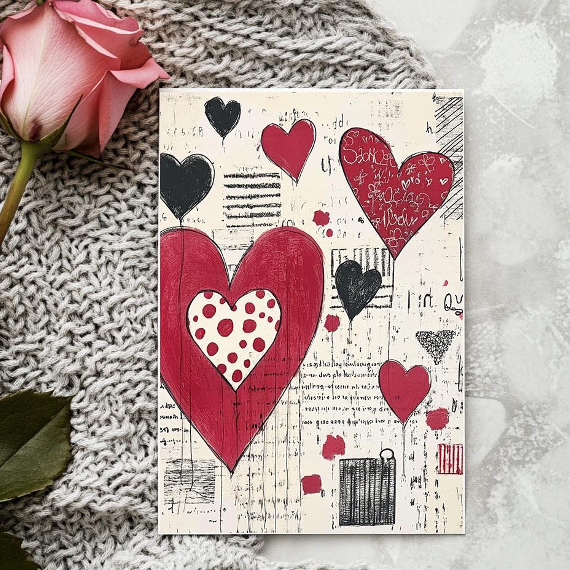 45 Valentine Love Notes Digital Papers Bundle, DIY Card Making, Junk ...