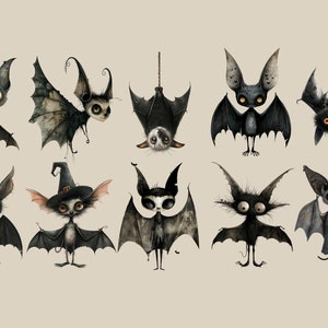 Whimsical Halloween Bat Clipart Bundle 25 Cute and Quirky Designs, for ...