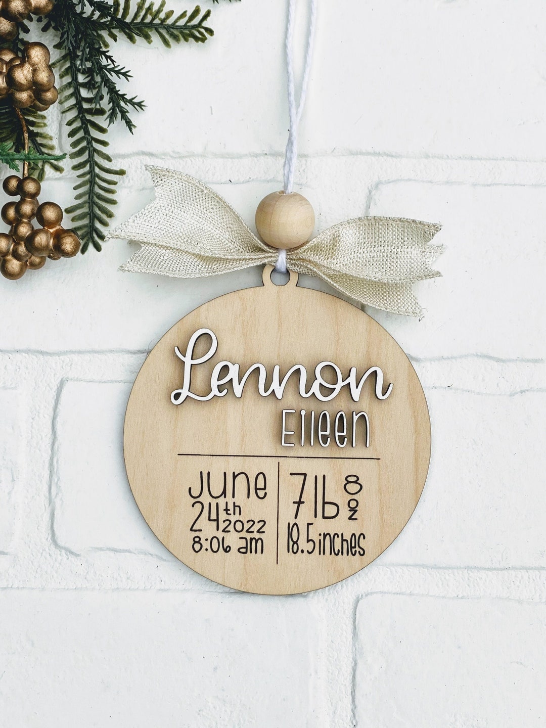 Newborn Birth Stats Ornament Personalized Baby Ornament Baby Keepsake ...