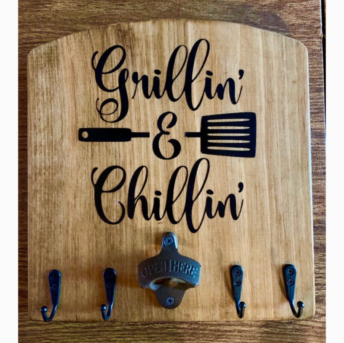 Grillin and Chillin Sign With Hooks and Bottle Opener - Etsy