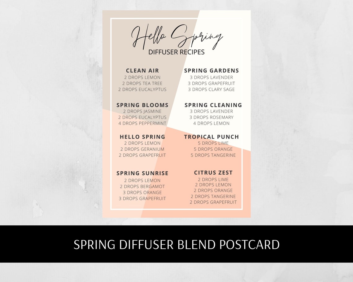 Spring Diffuser Blend Postcard | Young Living Essential Oils | DIGITAL DOWNLOAD | Recipe Card ...