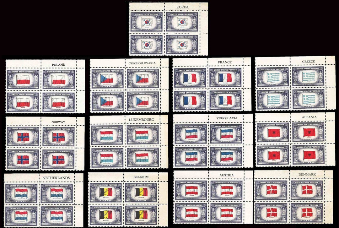 Overrun Countries Complete Set of Thirteen Plate Blocks of United ...