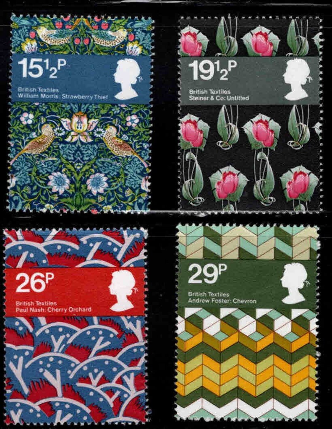 British Textiles Set of Four Great Britain Postage Stamps Issued 1982 ...