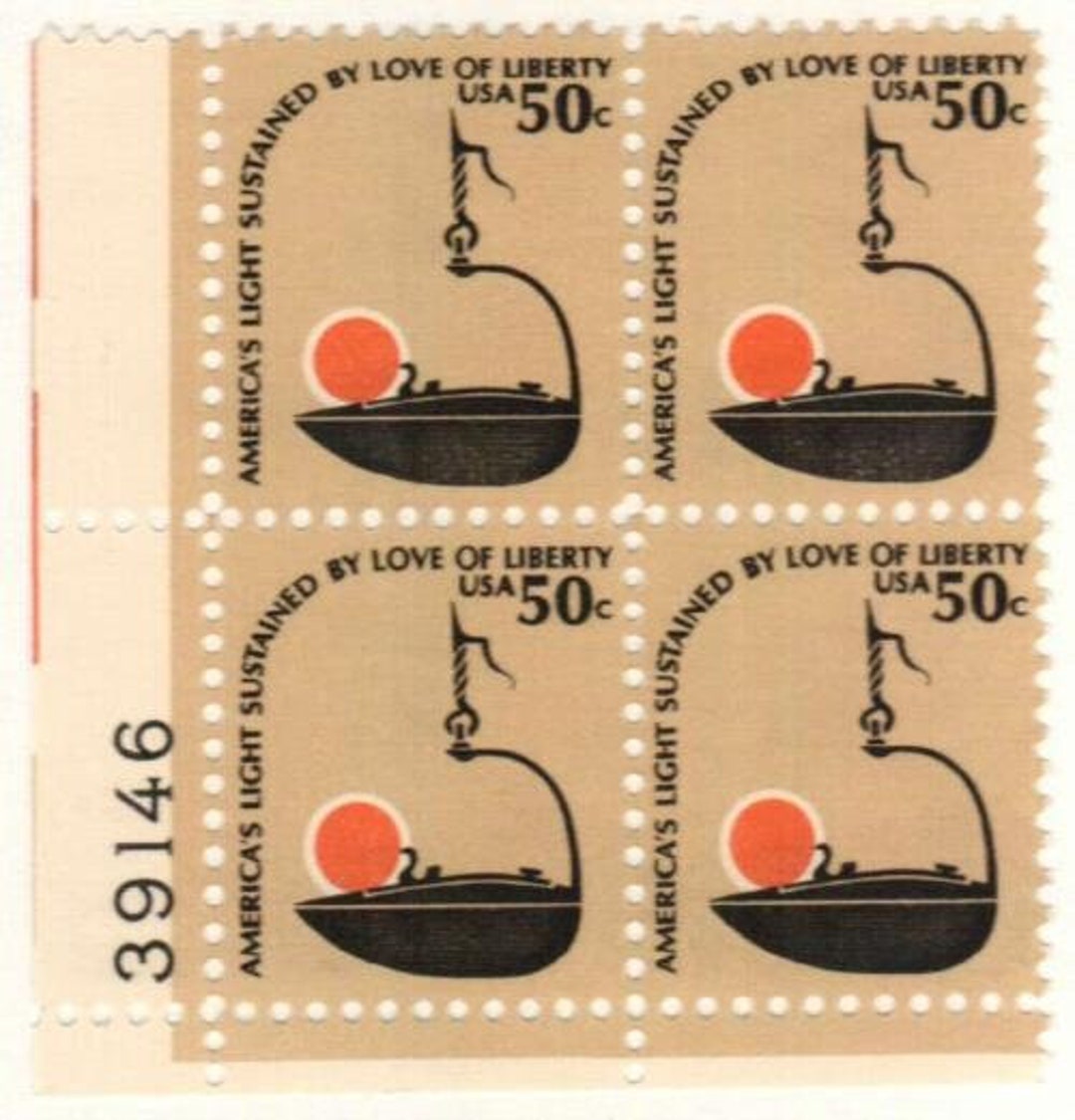 1979 Betty Lamp Plate Block of Four 50-cent United States Postage ...