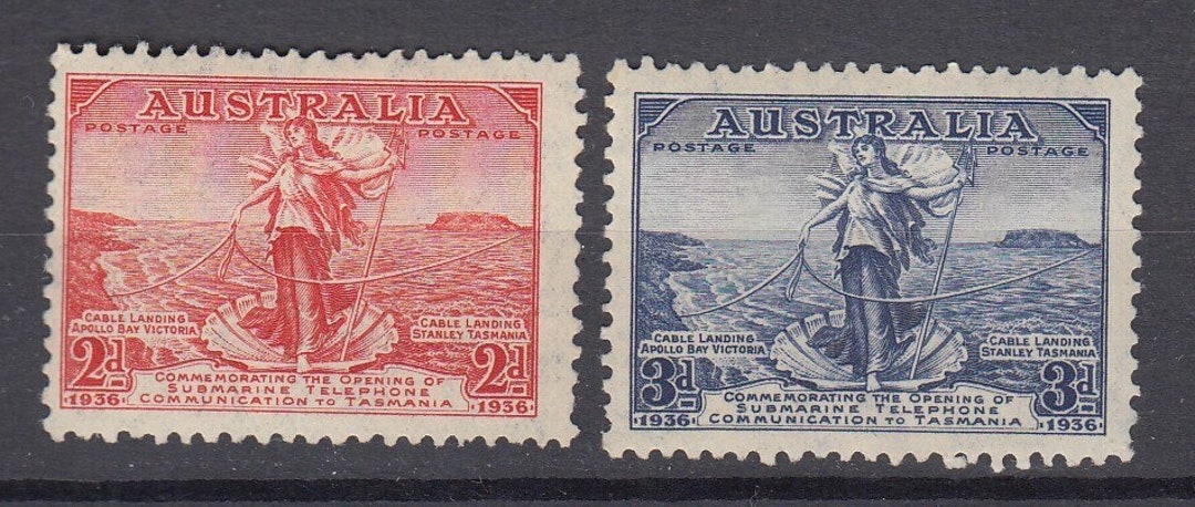 Australia Tasmania Telephone Link Set of Two Australian Postage Stamps ...