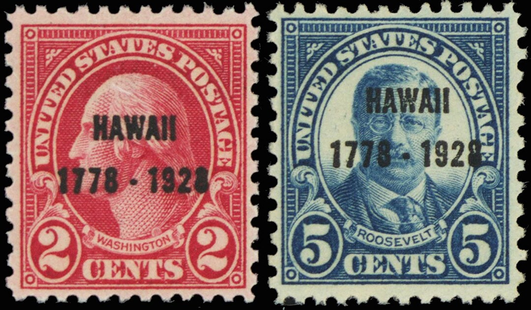 1928 Issue 2-cent and 5-cent Discovery of Hawaii United States ...