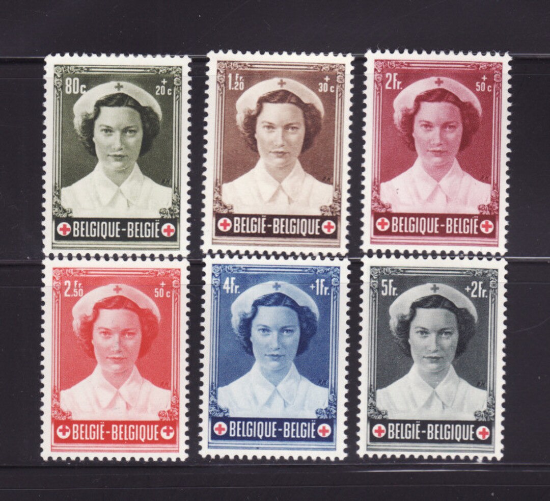 Belgium 1953 Princess Nurse Set of Six Red Cross Postage Stamps Mint ...