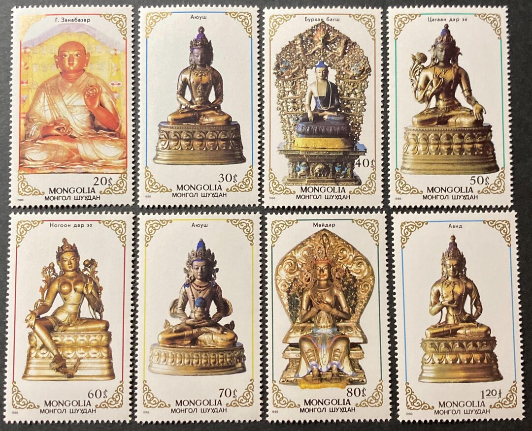 Buddhist Sculptures Set of Eight Mongolia Postage Stamps Issued 1988 - Etsy