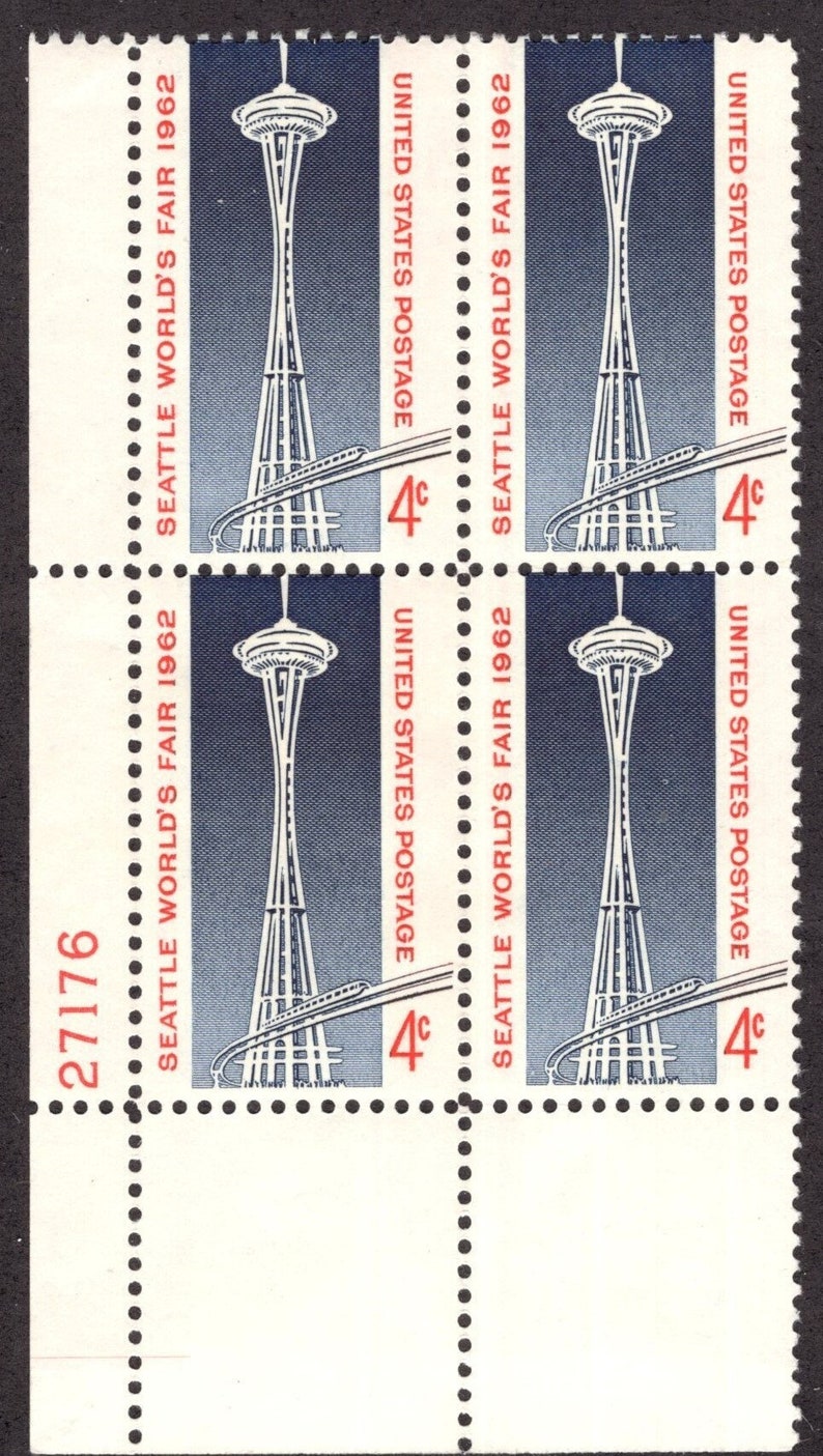 1962 Seattle World's Fair Collectible Plate Block of Four 4-cent United ...