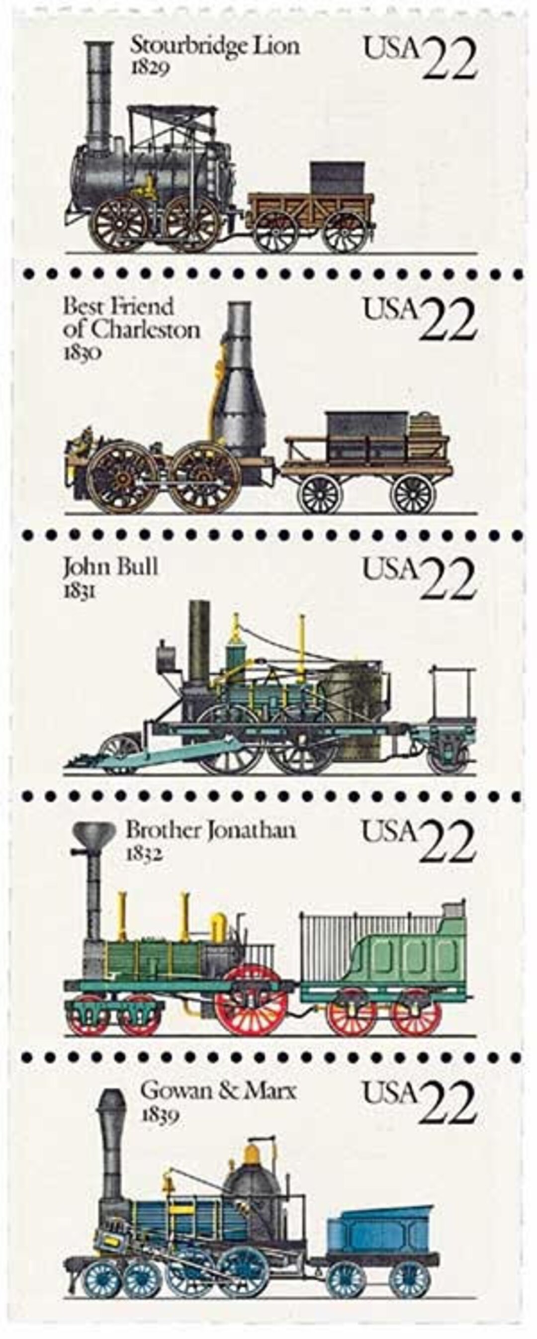 Steam Locomotives Booklet of Twenty 22-cent United States Postage ...