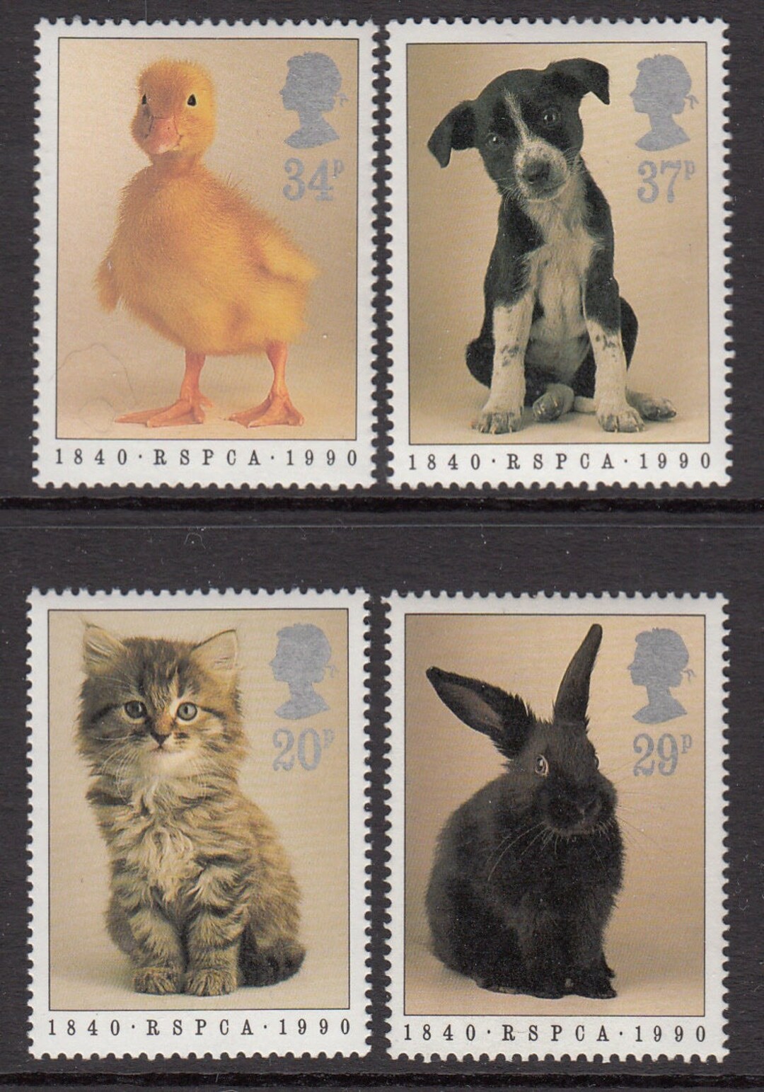 Animals RSPCA Anniversary Set of Four Great Britain Postage Stamps ...