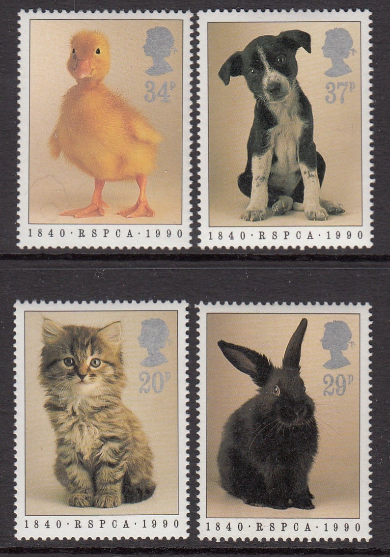 Animals RSPCA Anniversary Set of Four Great Britain Postage Stamps ...