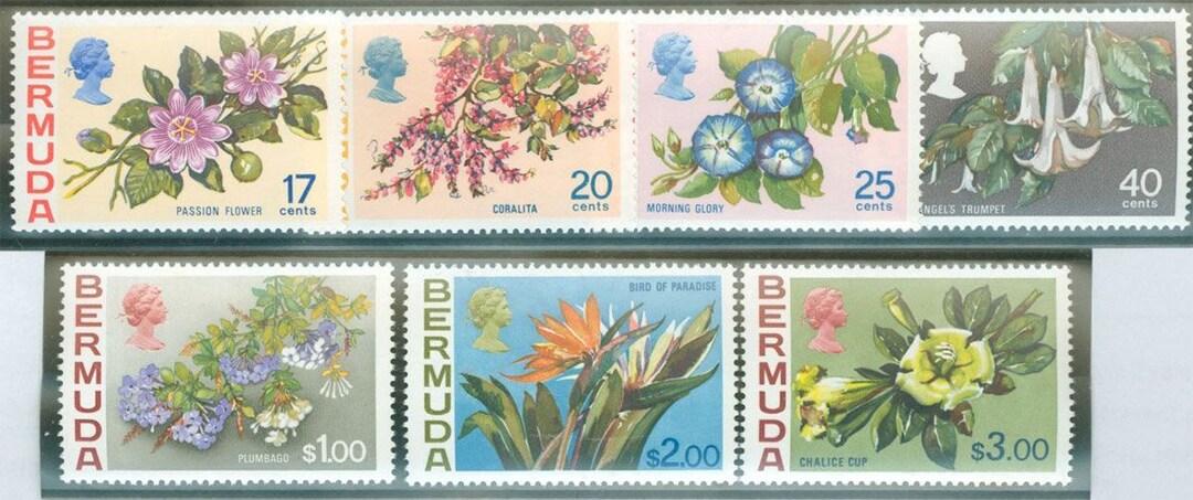 Native Flowers Set of Seven Bermuda Postage Stamps Issued 1975 - Etsy