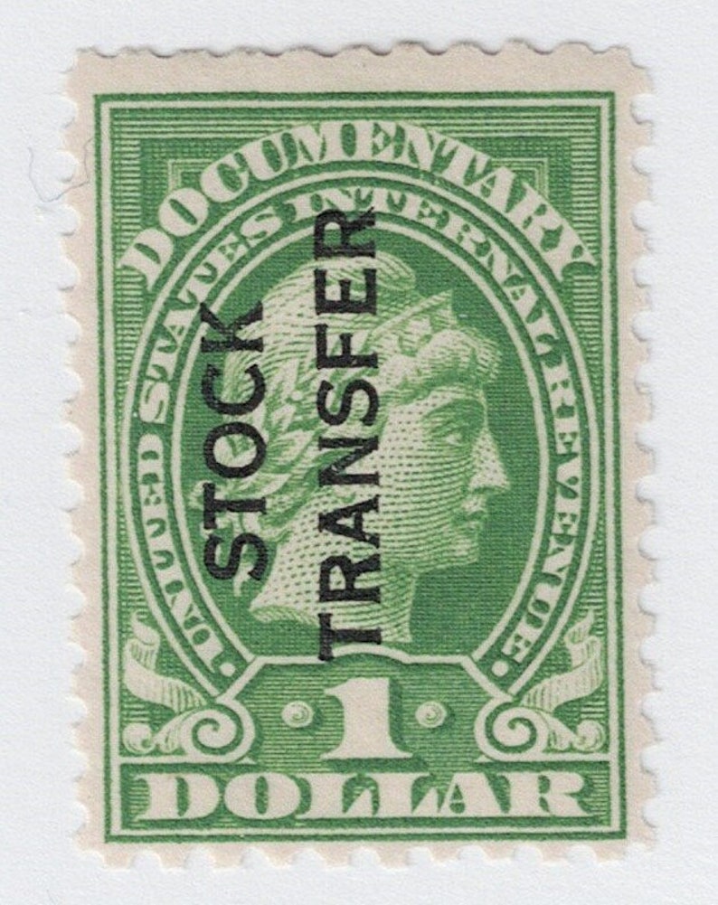 1928 One Dollar United States Stock Transfer Revenue Stamp, Green, Mint ...