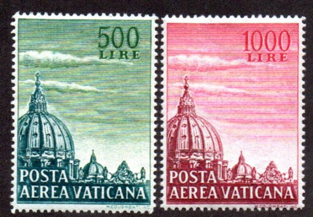 St Peters Basilica Set of Two Vatican City Air Mail Postage Stamps ...