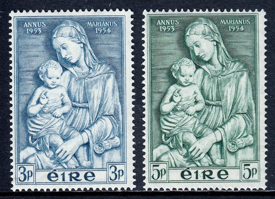 Ireland 1954 Marian Year Set of Two Postage Stamps Mint Never Hinged - Etsy