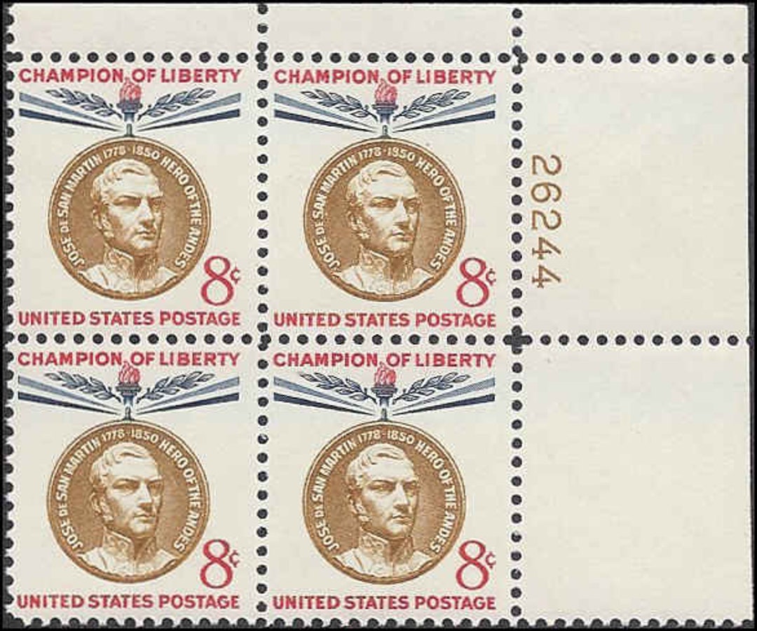 Jose De San Martín Plate Block of Four 8-cent United States Postage ...