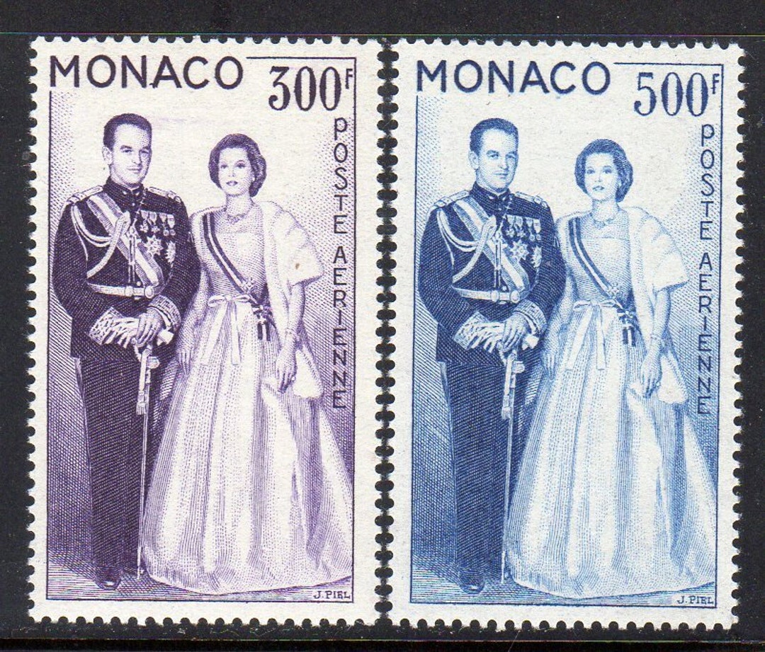 Prince Rainier and Princess Grace Set of Two Monaco Air Mail Postage ...