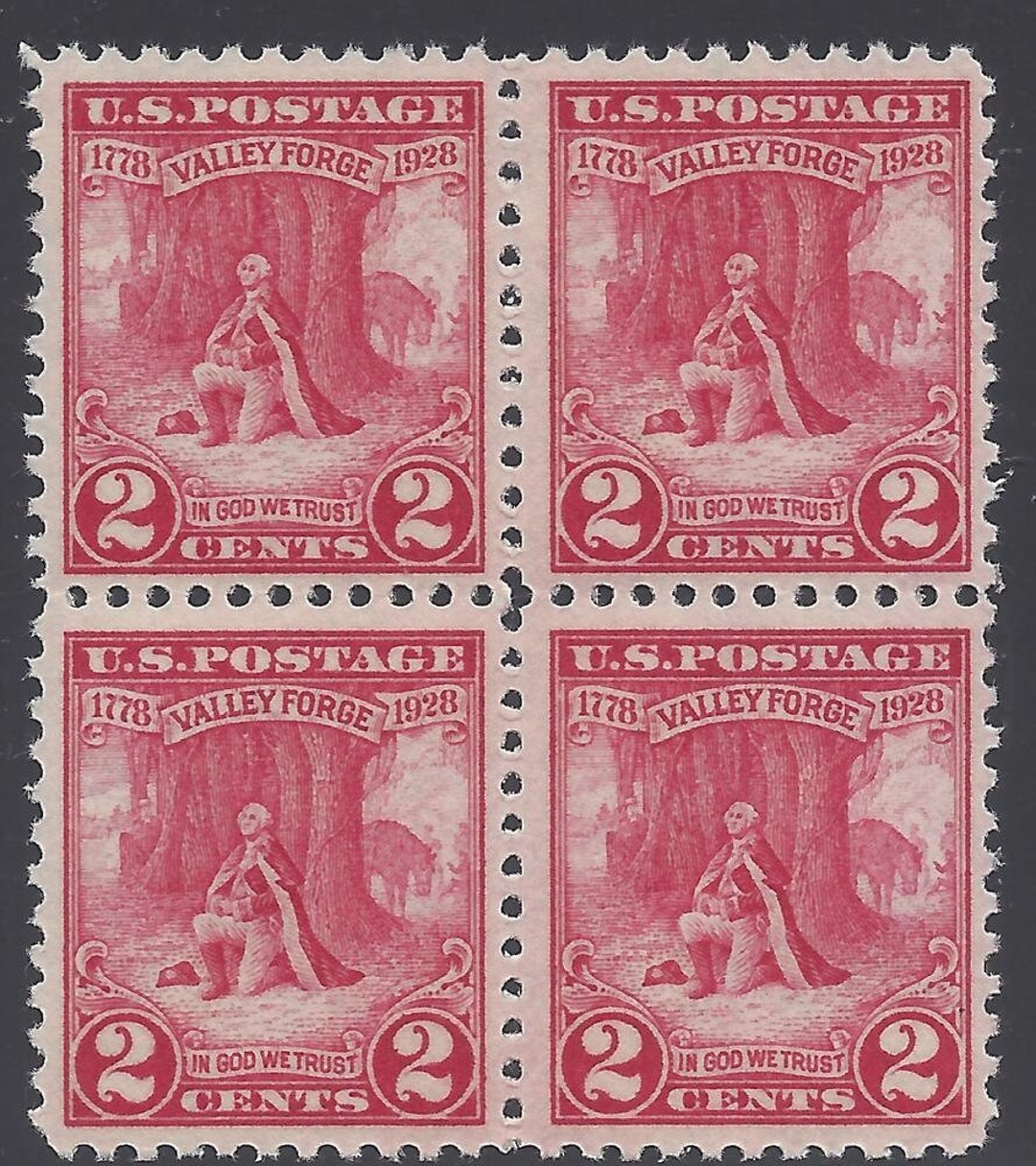 Washington at Valley Forge Block of Four 2-cent United States Postage ...